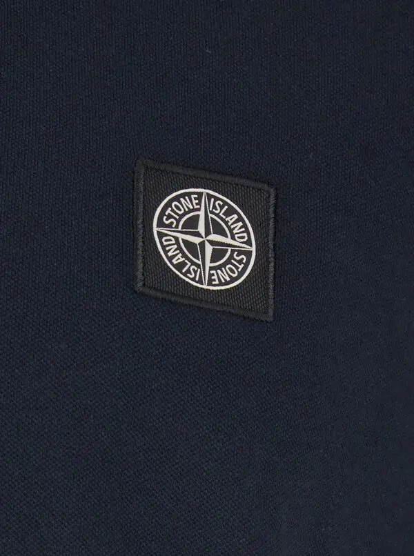 Stone Island Blue Polo Shirt With Classic Collar And Logo Patch On The Front In Stretch Cotton For - Multicolor