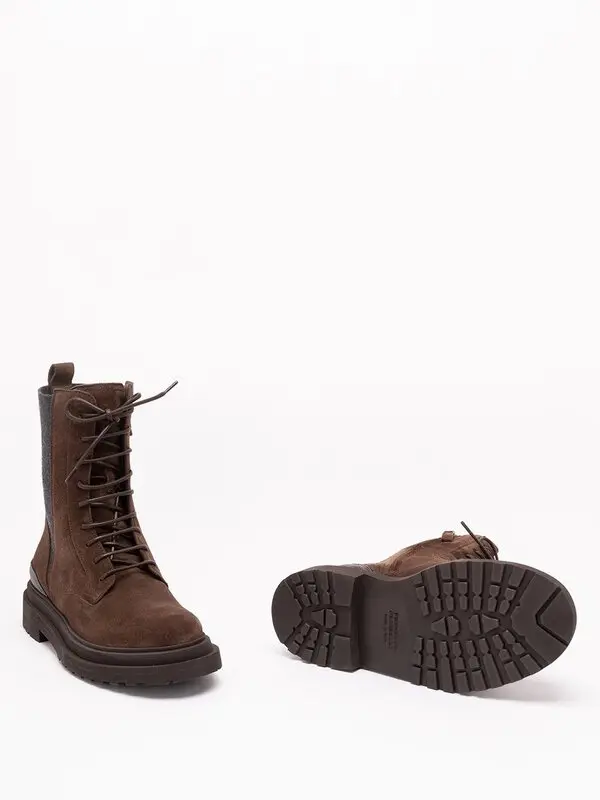 Brunello Cucinelli Calf Leather Lace-up Ankle Boots