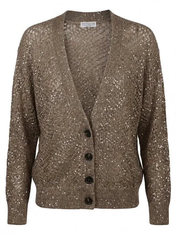 Brunello Cucinelli Merino Wool Zip-up Cardigan With Embellishments - Multicolor