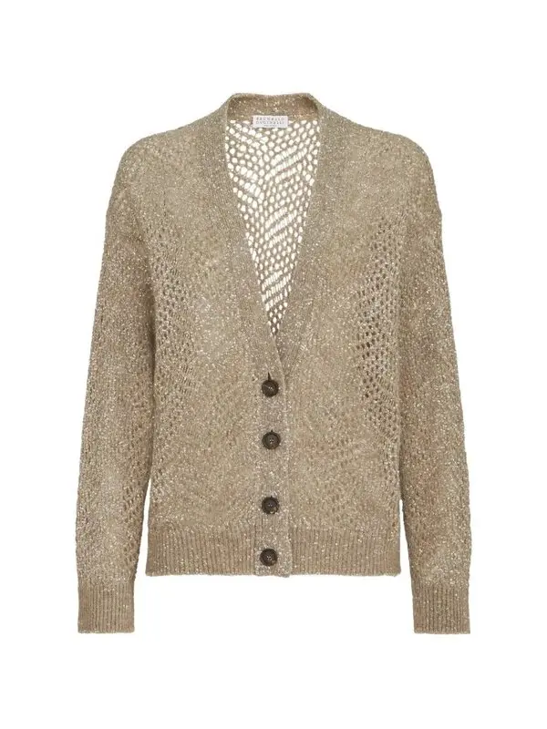 Brunello Cucinelli Merino Wool Zip-up Cardigan With Embellishments - Multicolor