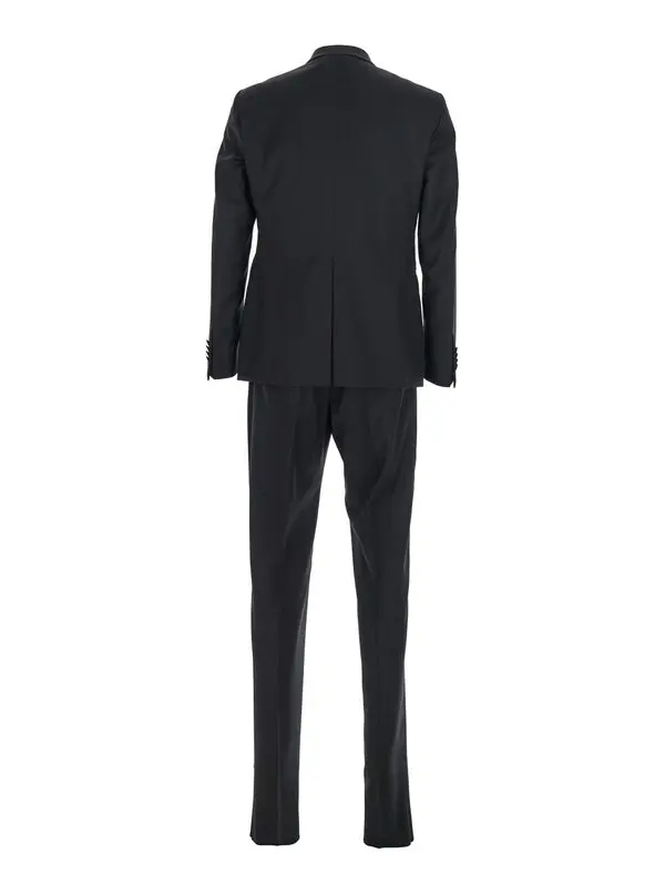 Tagliatore Black Single-breasted Suit With Jacket And Vest In Wool - Multicolor