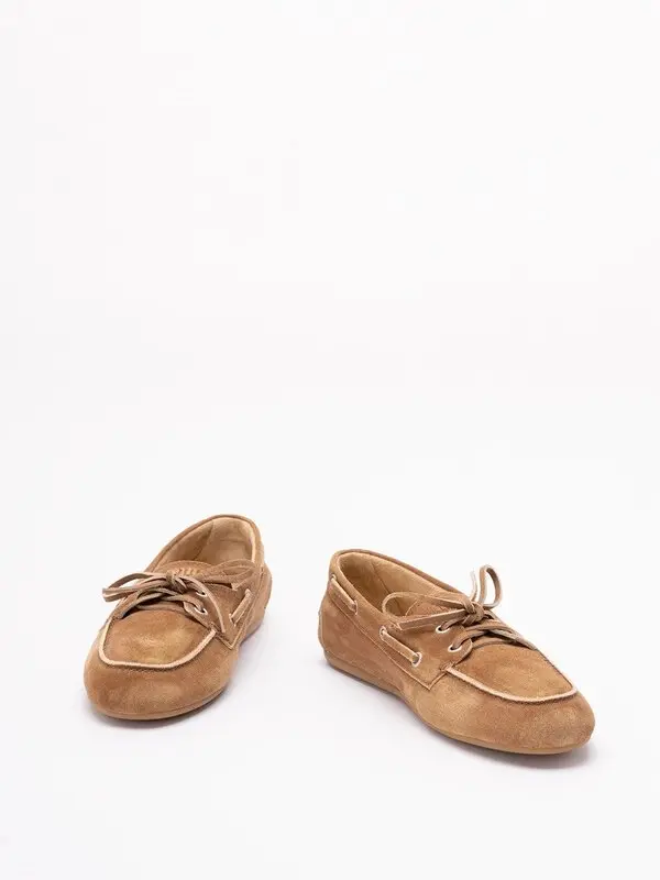 Miu Miu Unlined Bleached Suede Boat Shoes - Multicolor