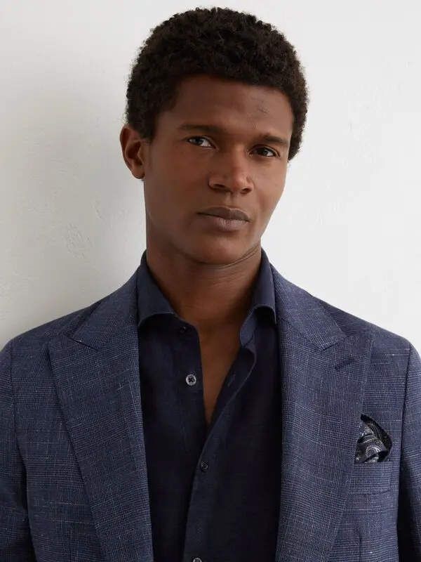 REISS Penso Wool-blend Check Single-breasted Suit Blazer Classic-fit