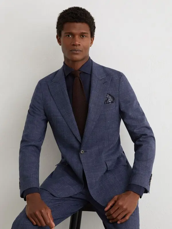 REISS Penso Wool-blend Check Single-breasted Suit Blazer Classic-fit