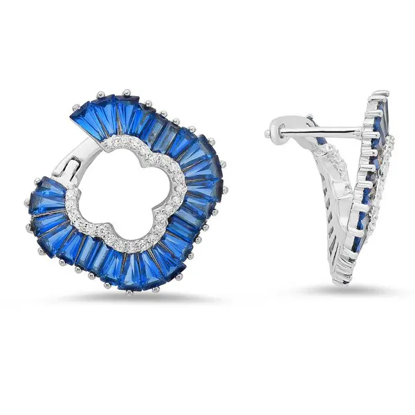 KYLIE HARPER Sapphire Clover Statement Hoop Earrings In Sterling - Silver