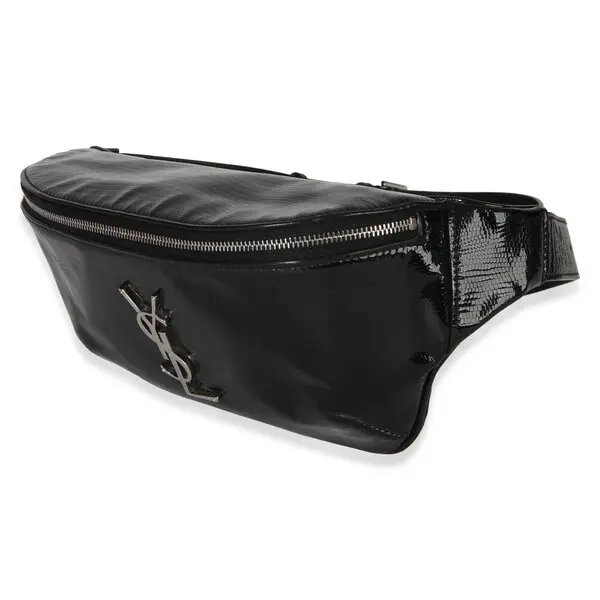Saint Laurent Calfskin Lizard Embossed Monogram Belt Bag