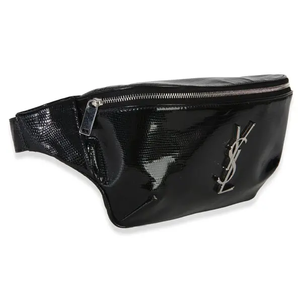 Saint Laurent Calfskin Lizard Embossed Monogram Belt Bag
