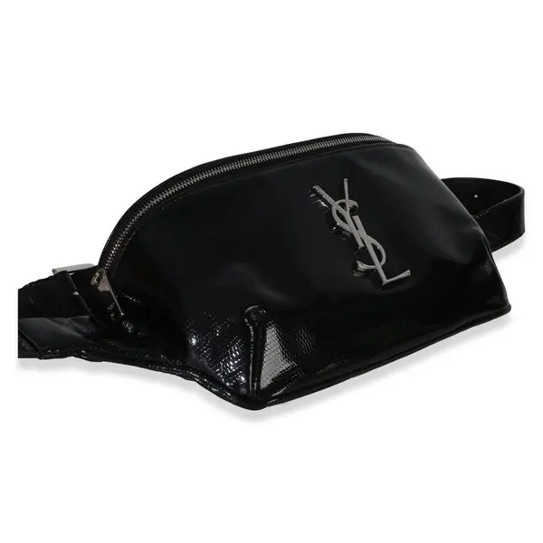 Saint Laurent Calfskin Lizard Embossed Monogram Belt Bag