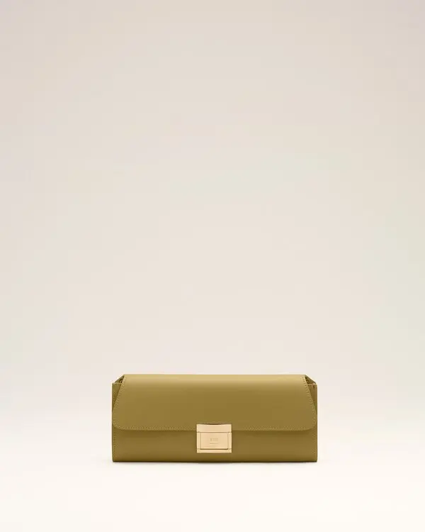 Ami Green Cow Leather Mimi Pouch Green - Matcha