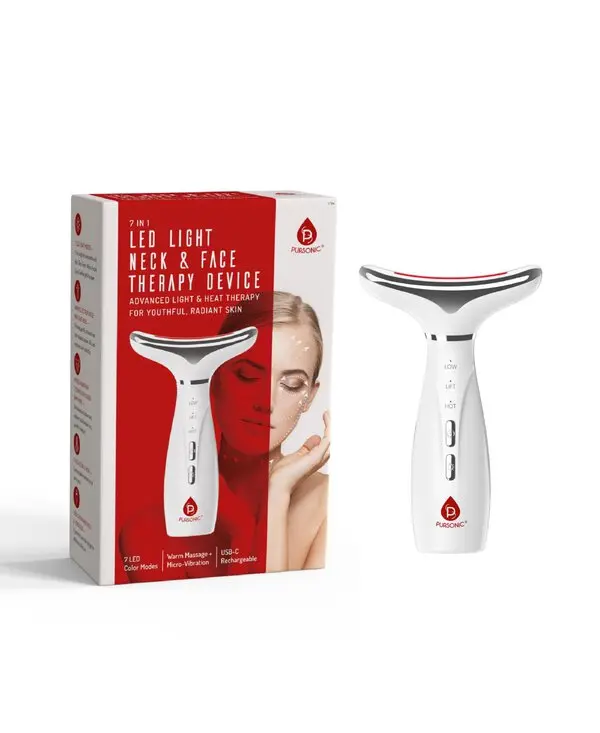 PURSONIC 7-color Led Light Therapy Neck & Face Device Â Multi-mode Rejuvenation System - White