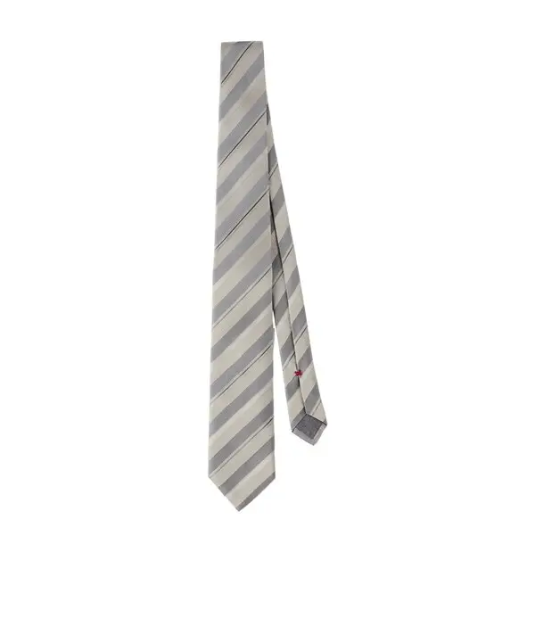 Brunello Cucinelli Operated Striped Tie - Khaki