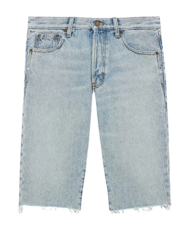 Saint Laurent Raw Edge Knee-length Denim Shorts