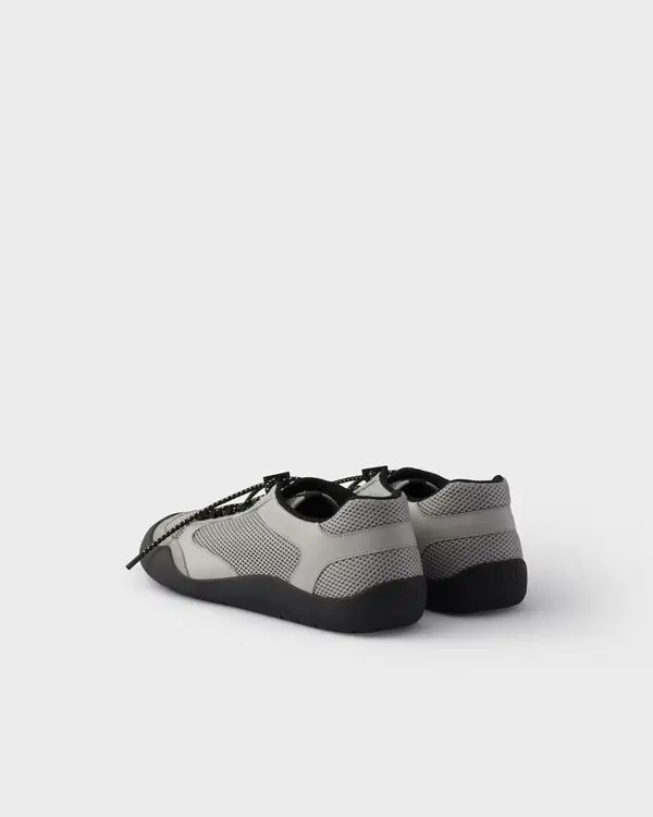 Prada Speedrock Leather And Mesh Fabric Sneakers - Grey