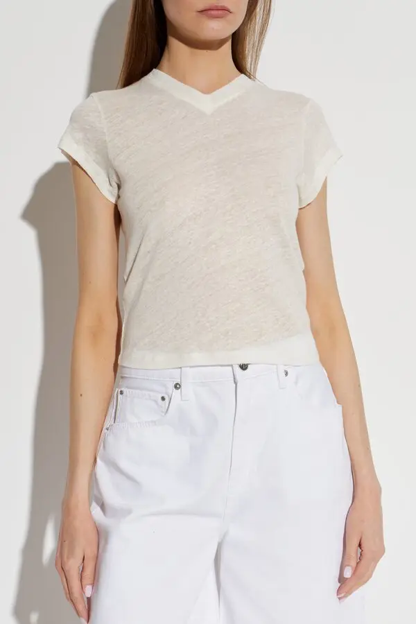 IRO PARIS Sybel Linen V-neck Top