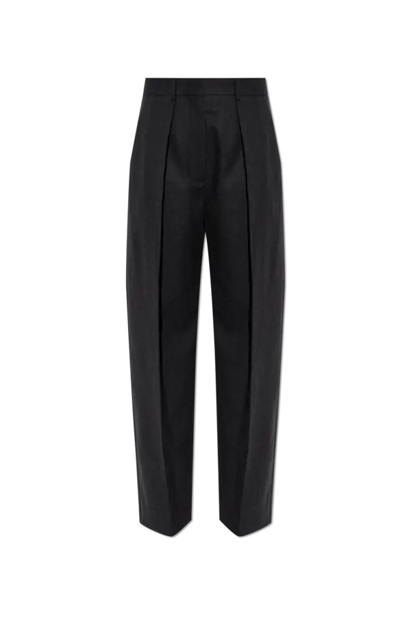 Victoria Beckham Wool Pleated Trousers - Grey