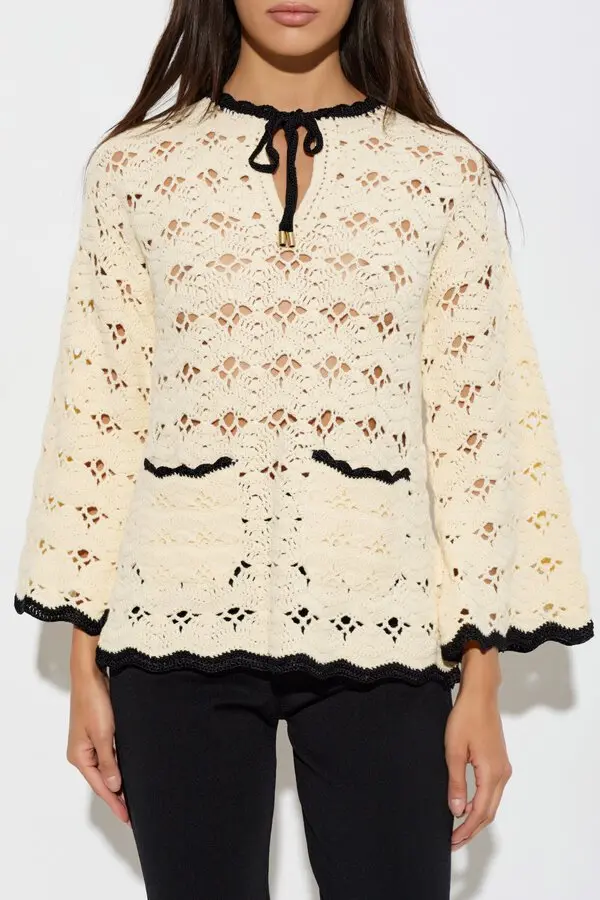 Zimmermann Crochet Top With Pockets