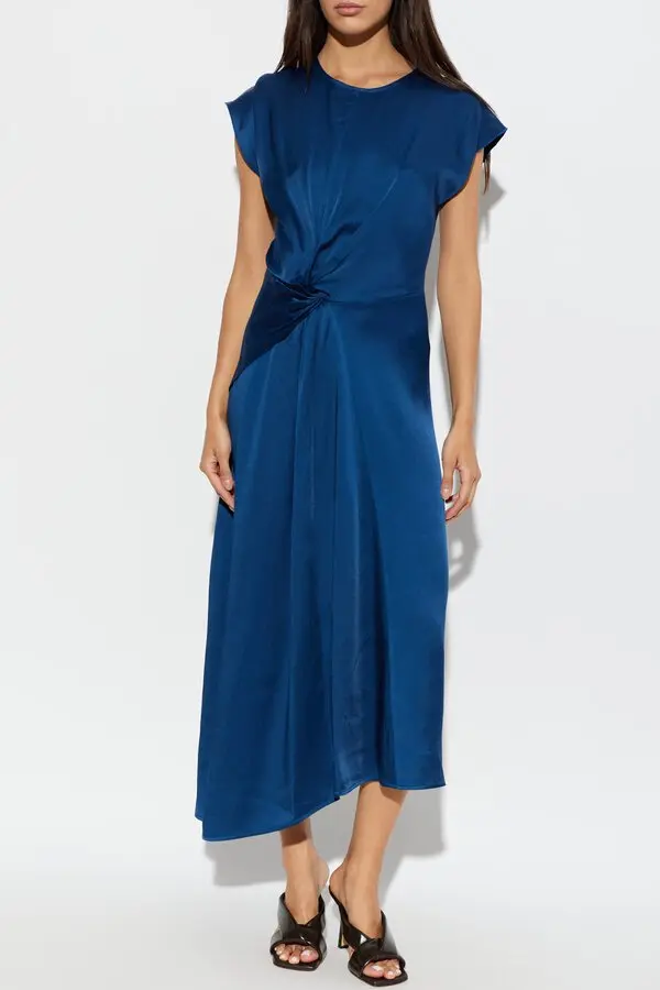 Victoria Beckham Asymmetrical Draped Midi Dress - Blue