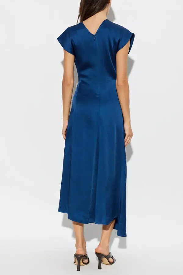 Victoria Beckham Asymmetrical Draped Midi Dress - Blue