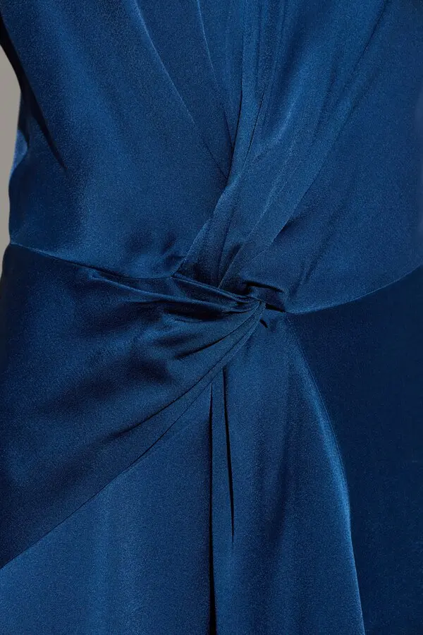Victoria Beckham Asymmetrical Draped Midi Dress - Blue