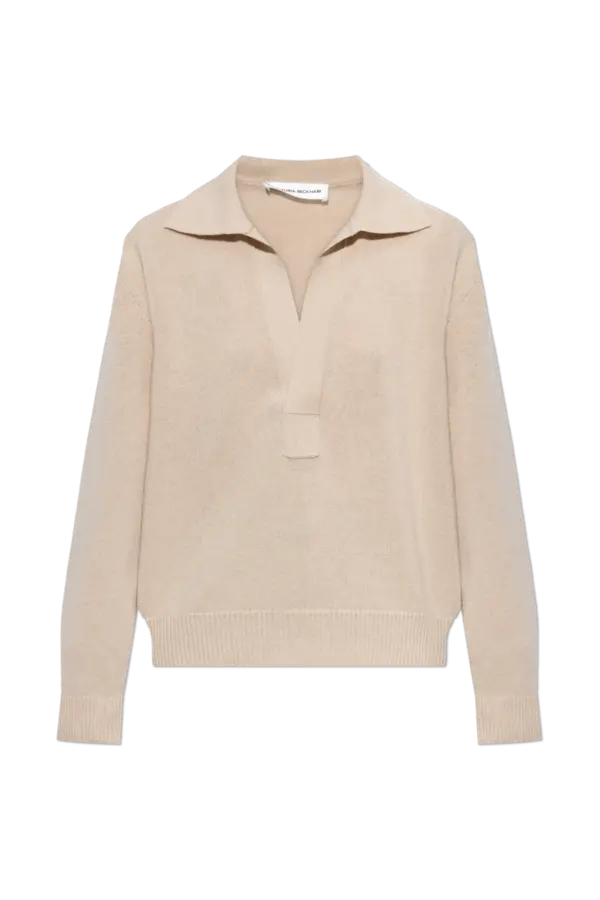 Victoria Beckham Long Sleeve Polo - Beige
