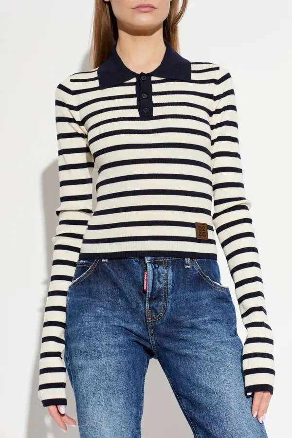 Dsquared2 Wool Striped Polo Shirt