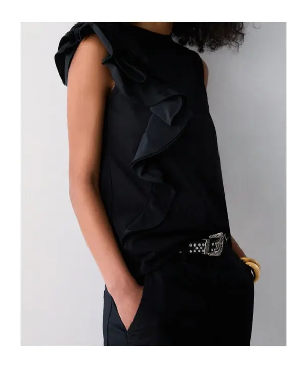 Liu Jo Taffeta Flounce Detail Top