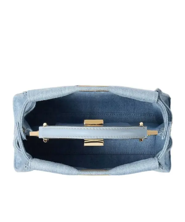 Fendi Mini Peekaboo Embroidered Tote Bag - Light Blue