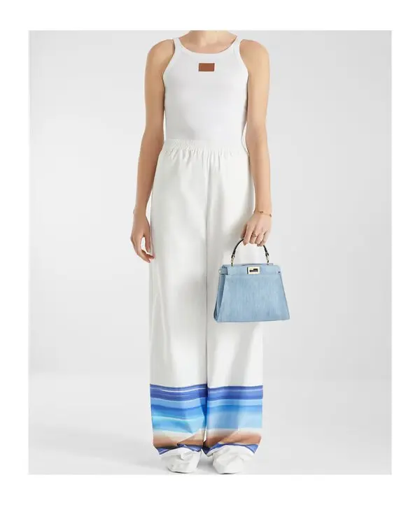 Fendi Mini Peekaboo Embroidered Tote Bag - Light Blue
