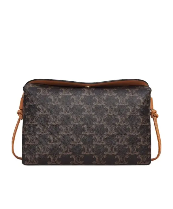 Celine Trio Flap In Triomphe Canvas And Lambskin - Honey