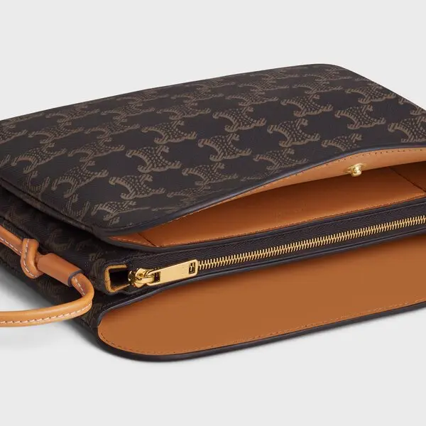 Celine Trio Flap In Triomphe Canvas And Lambskin