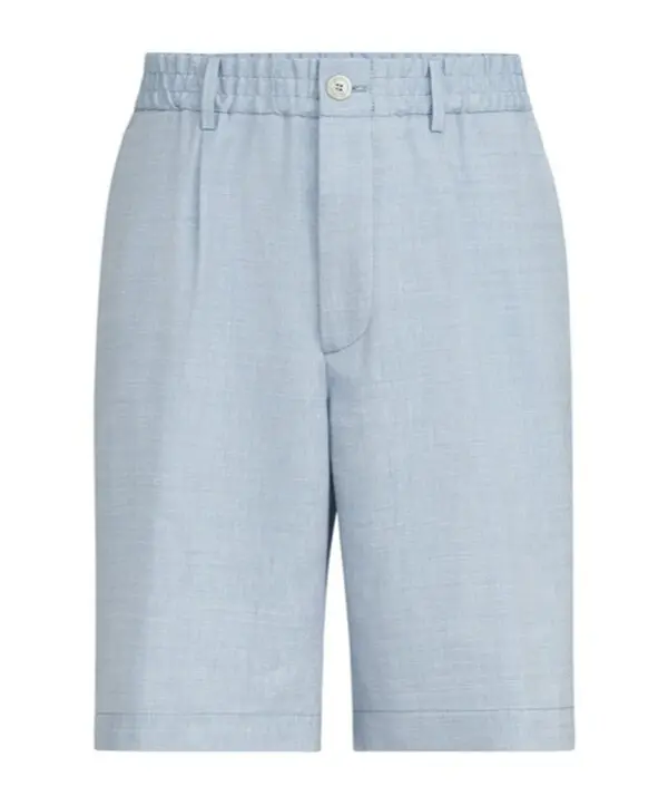 Brunello Cucinelli Linen And Virgin Wool Chevron Bermuda Shorts - Blue