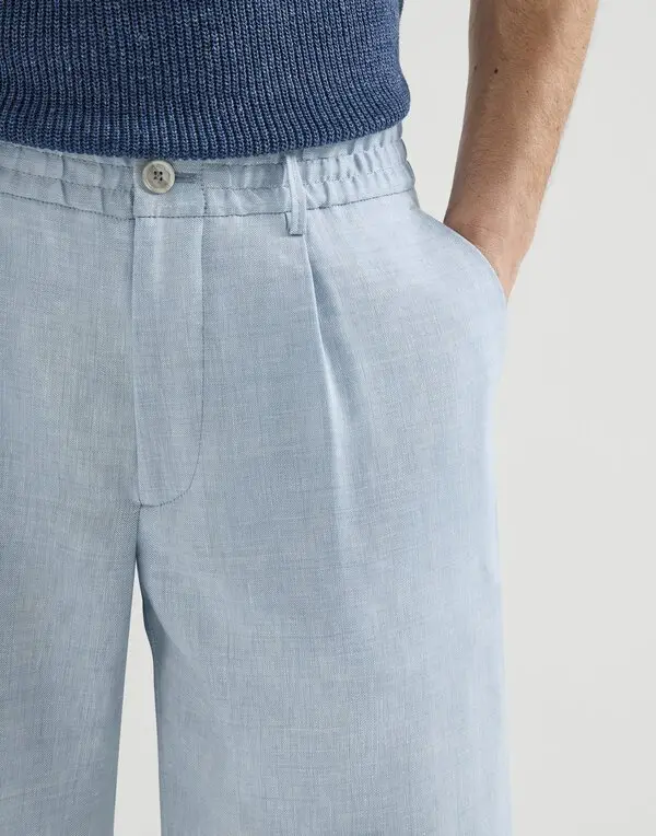 Brunello Cucinelli Linen And Virgin Wool Chevron Bermuda Shorts