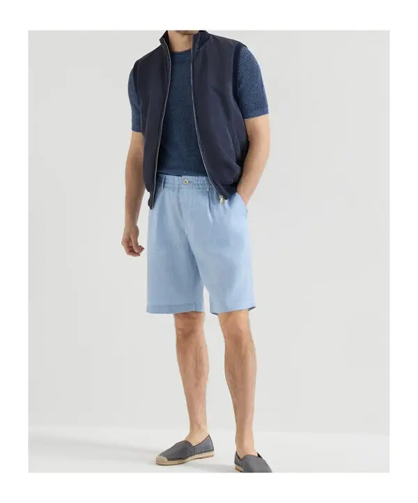 Brunello Cucinelli Linen And Virgin Wool Chevron Bermuda Shorts