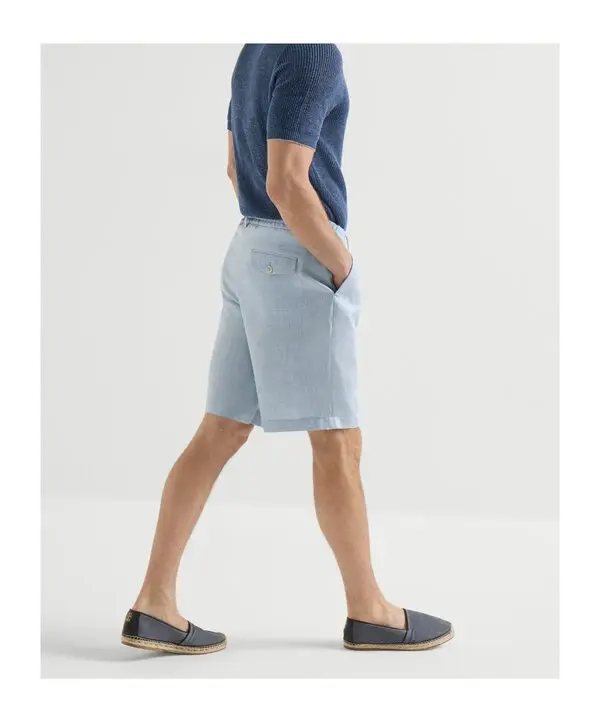 Brunello Cucinelli Linen And Virgin Wool Chevron Bermuda Shorts