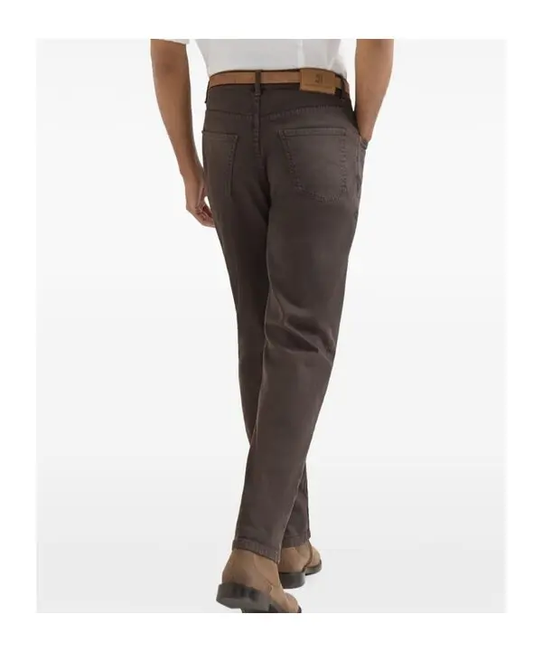 Brunello Cucinelli Garment-dyed Lightweight Denim Traditional-fit Trousers - Black