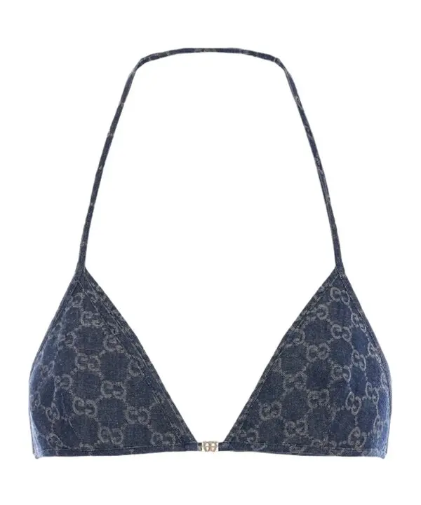 Gucci Gg Light Cotton Denim Jacquard Top - Blue