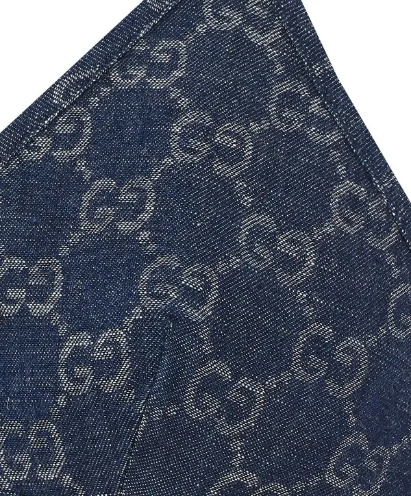 Gucci Gg Denim Jacquard Triangle Bikini Top With Neck Tie - Blue