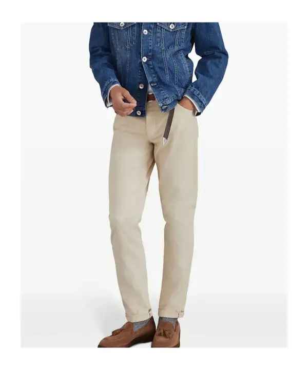 Brunello Cucinelli Logo Embroidered Jeans