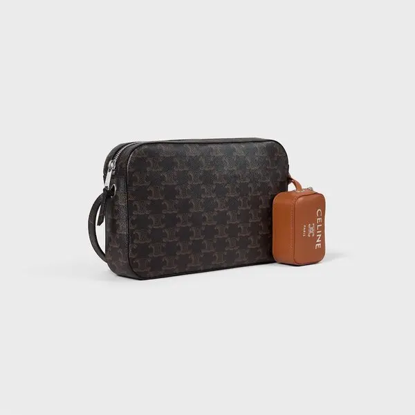 Celine Triomphe Canvas And Lambskin Messenger Bag