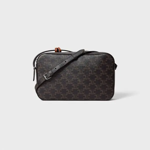 Celine Triomphe Canvas And Lambskin Messenger Bag