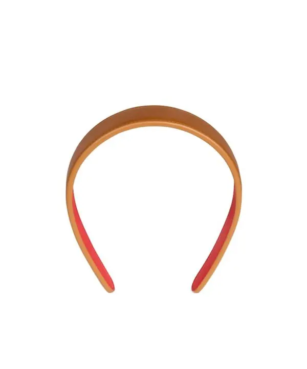 Celine Bicolor Headband In Lambskin - Tan/red
