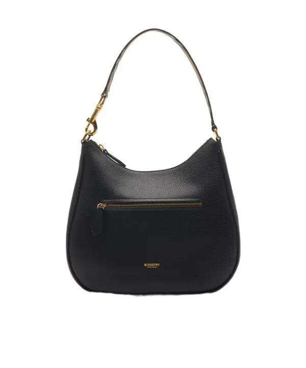 Burberry Logo Printed Checked-strap Hobo Bag