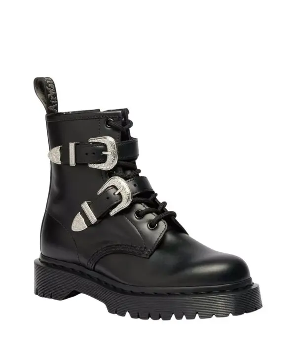 Dr. Martens 1460 Bex Western Buckle Leather Boots - Black