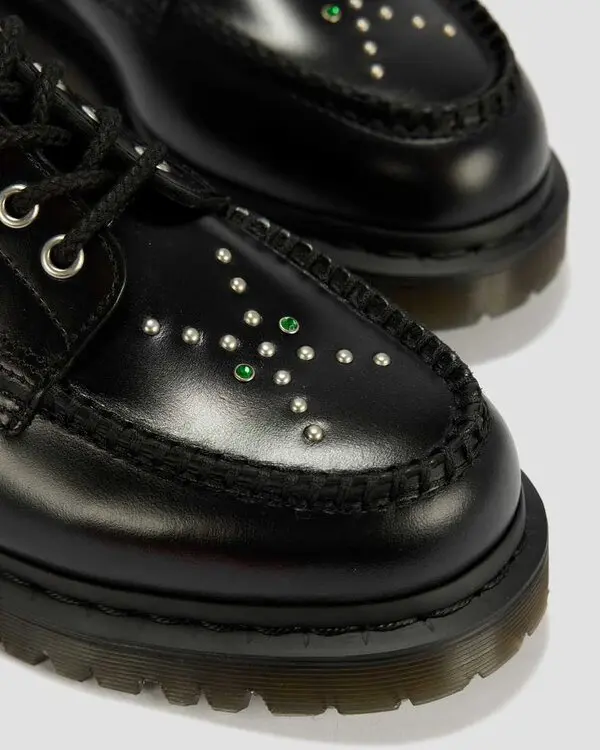 Dr. Martens Lowell Stud Aniline Leather Moccasin Toe Lace-up Shoes