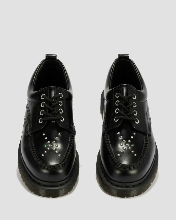 Dr. Martens Lowell Stud Aniline Leather Moccasin Toe Lace-up Shoes