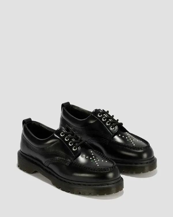 Dr. Martens Lowell Stud Aniline Leather Moccasin Toe Lace-up Shoes