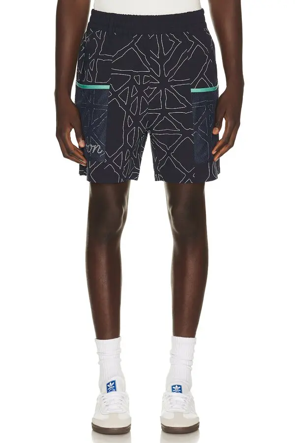 MALBON Mesh Basket Shorts In Green - Midnight