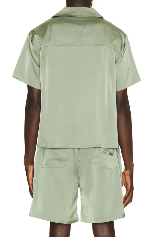 HONOR THE GIFT Satin Chest Logo Camp Collar Shirt