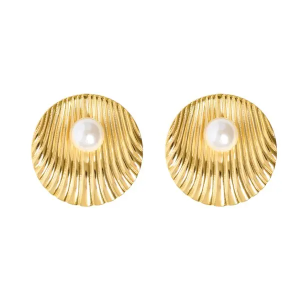 CARAMEL VINTAGE JEWELLERY Pearl Shell Earrings - Gold