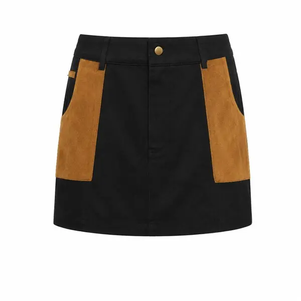LUROQ LONDON Black / Brown Panel Mini Skirt - Black/brown